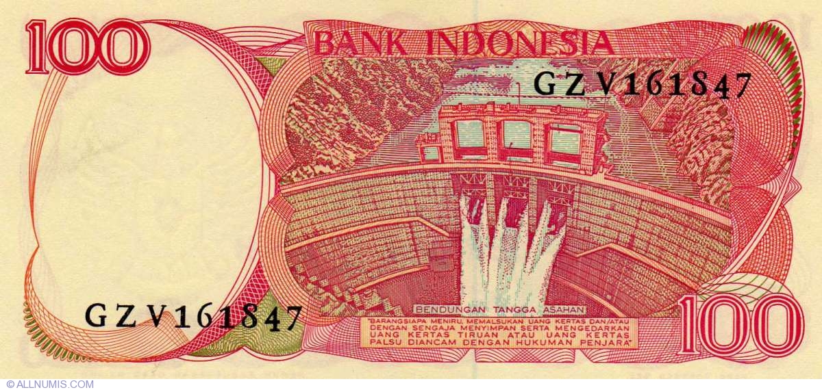 100 Rupiah 1984 1984 1988 Issue Indonesia Banknote 856