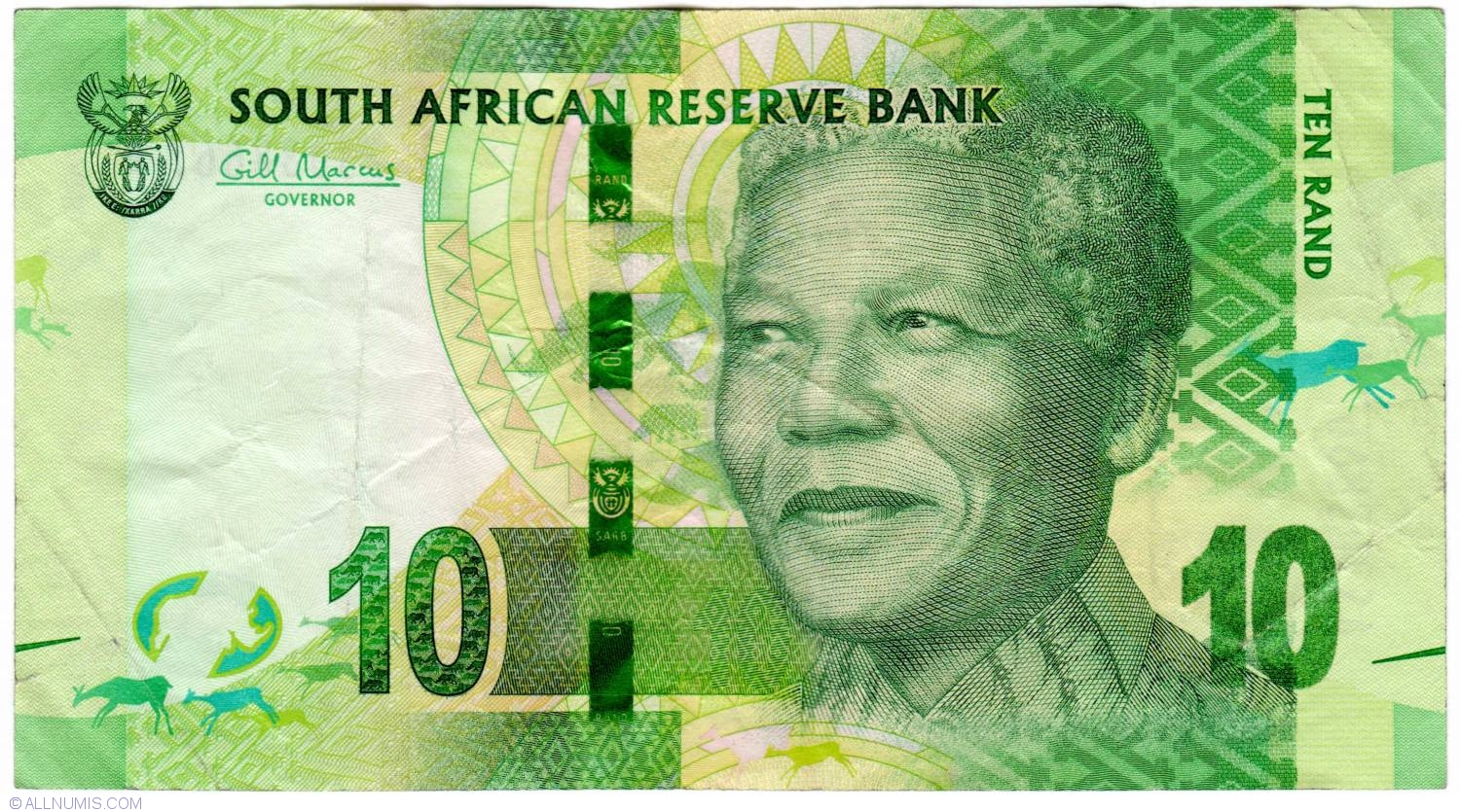10 Rand ND 2012 2012 ND Issue South Africa Banknote 5151 10 Rand ND 2012 2012 ND Issue South Africa Banknote 5151